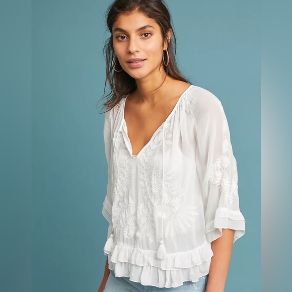 Anthropologie | Tops | Akemi Kin Ephesus Embroidered Blouse Size Xs ...